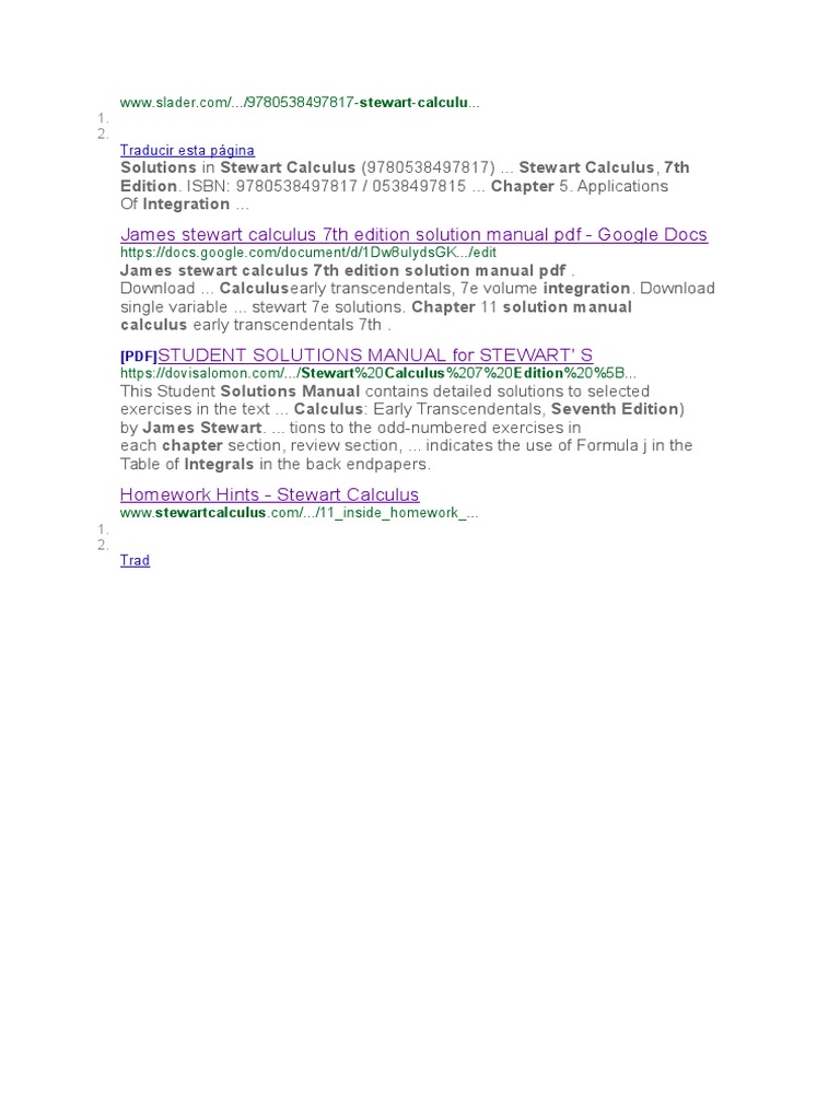 James Stewart Calculus 7th Edition Solution Manual PDF | PDF
