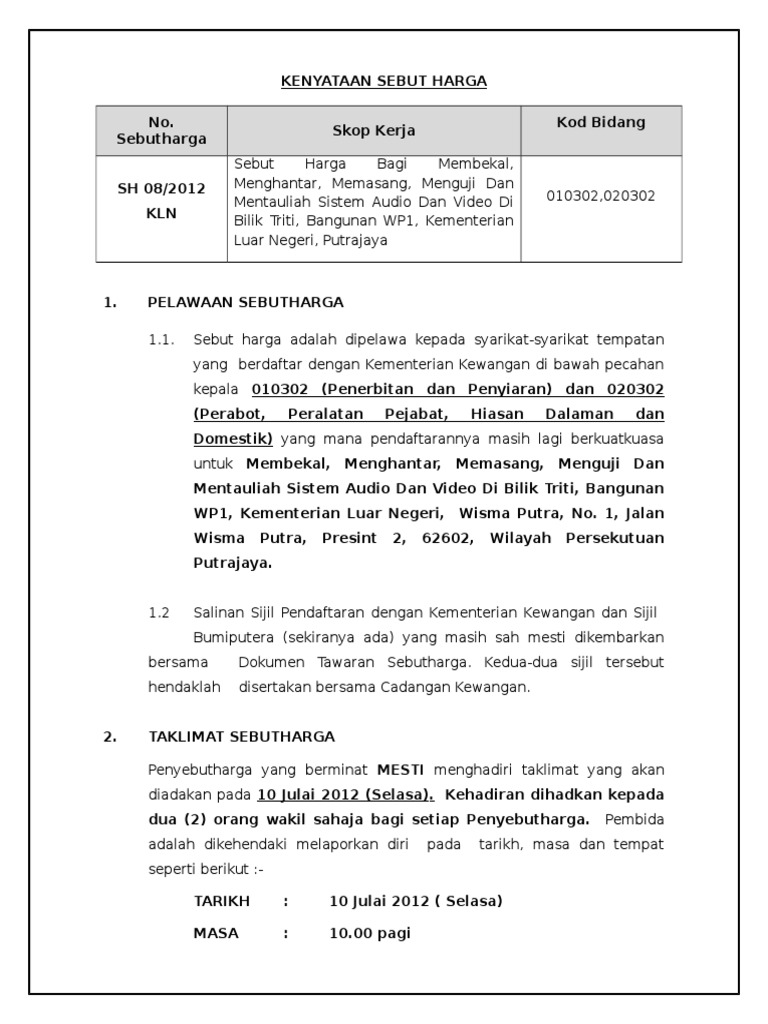 Dokumen Sebutharga | PDF
