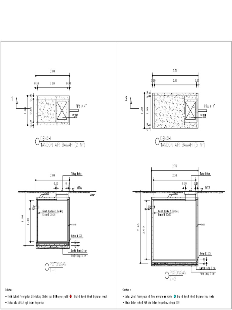 Tandon Air Bersih (Beton) - Detail | PDF