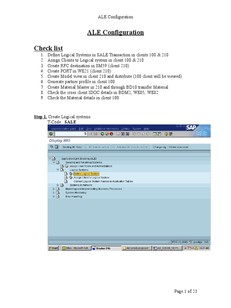 ALE Configuration Checklist Guide | PDF