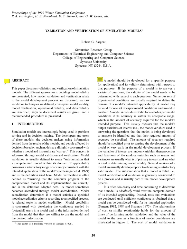 Simulation Model Validation Guide | PDF | Conceptual Model | Computer ...
