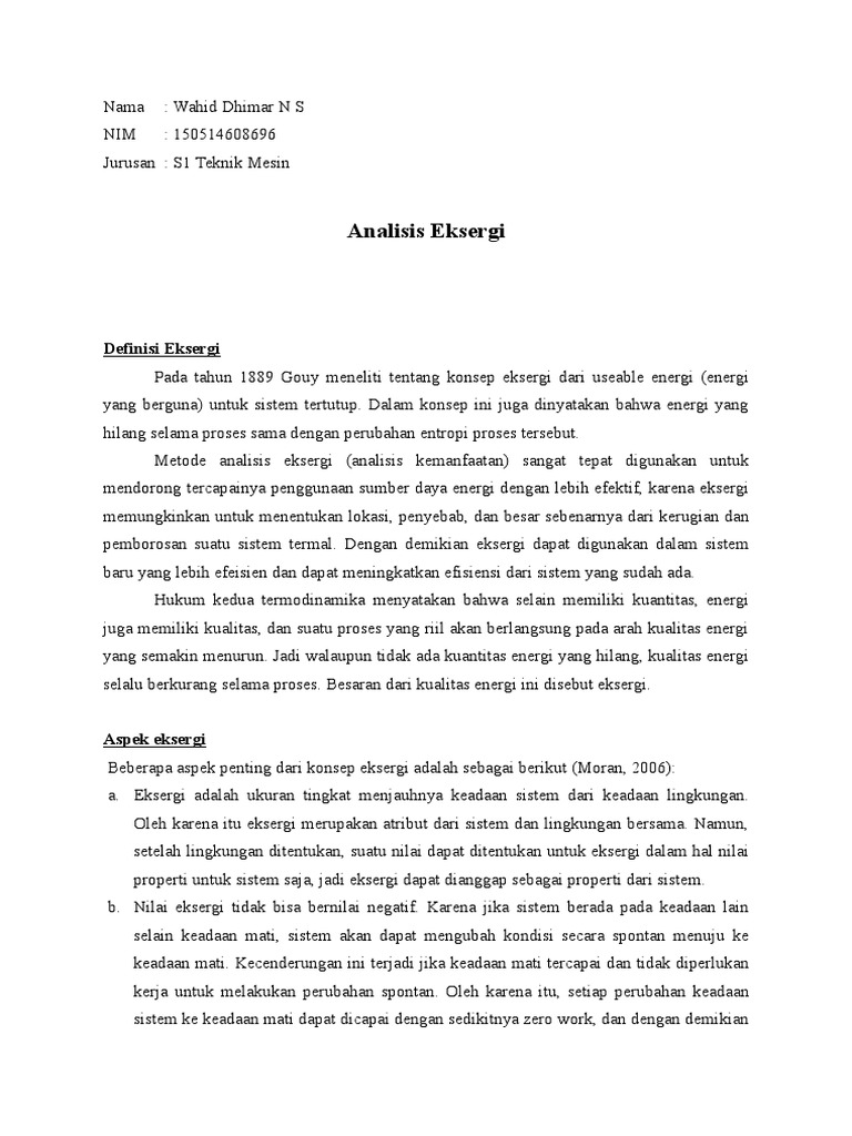 Analisis Eksergi | PDF | Metode & Bahan Ajar
