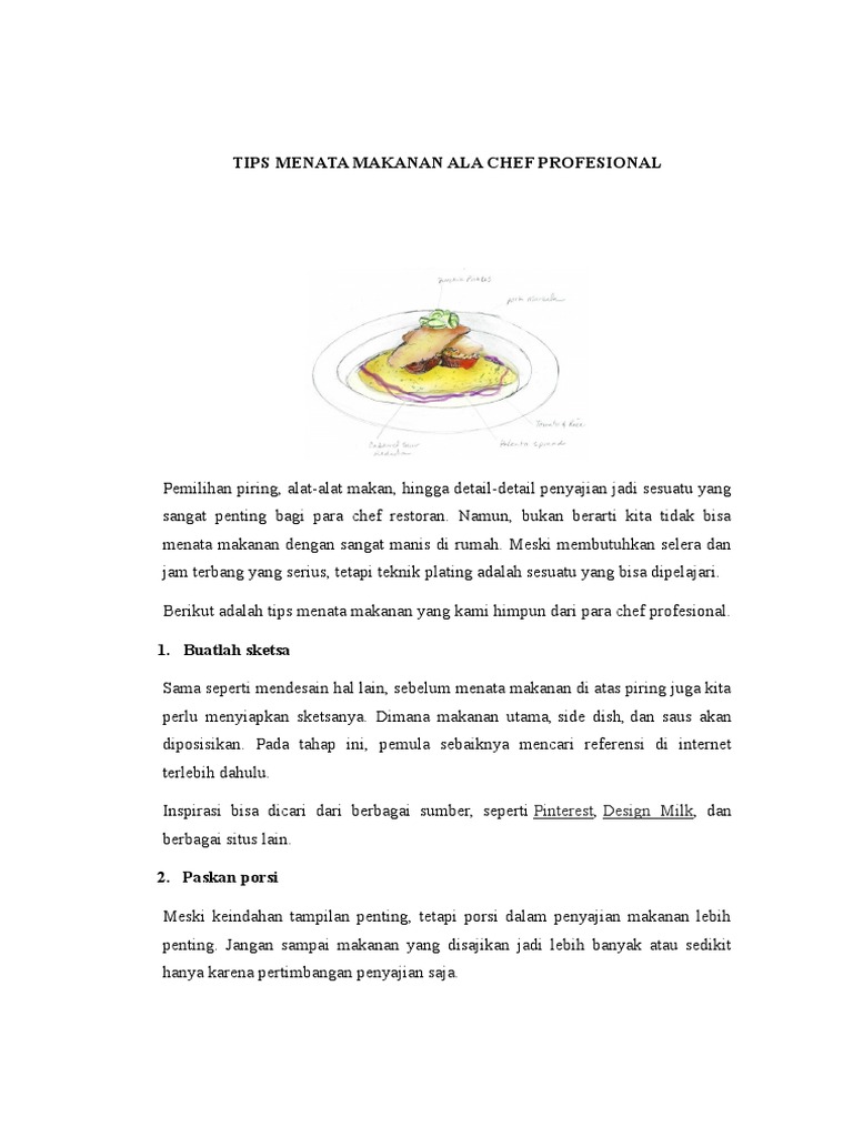 Tips Menata Makanan Ala Chef Profesional | PDF