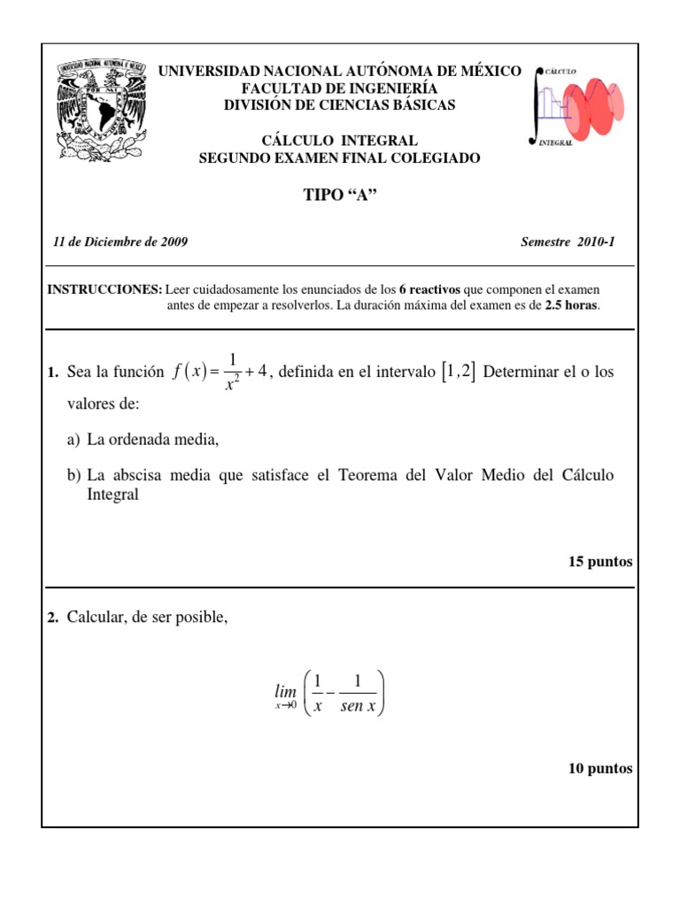 Final de Calculo Integral FI | PDF | Integral | Análisis matemático