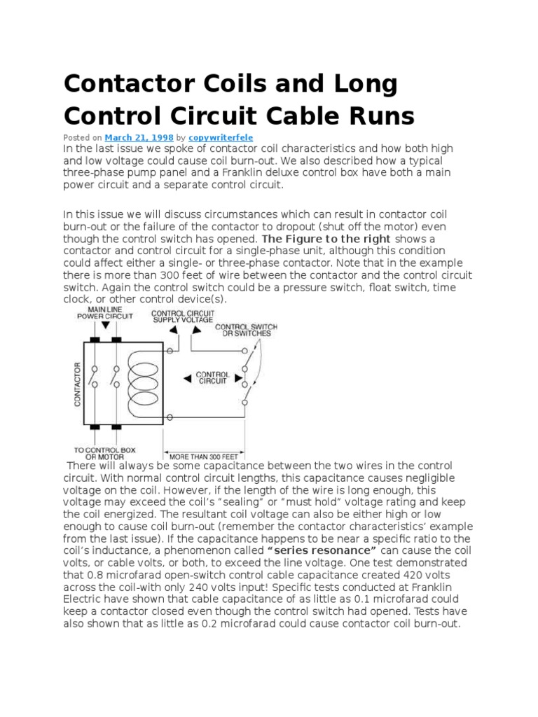 Contactor Coils and Long Control Circuit Cable | PDF | Inductor | Capacitor