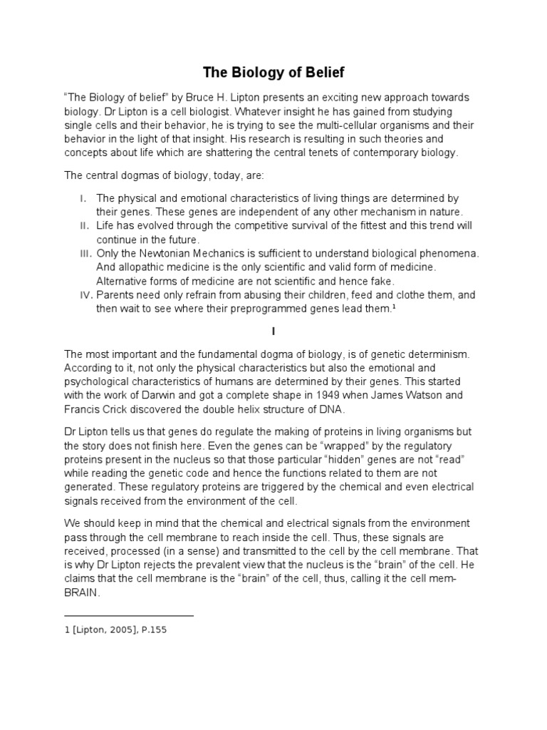 The Biology of Belief, A Review | PDF | Biology | Placebo