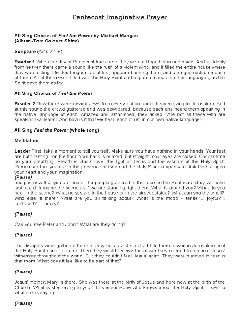 Pentecost Imaginative Prayer | PDF | Pentecost | Prayer