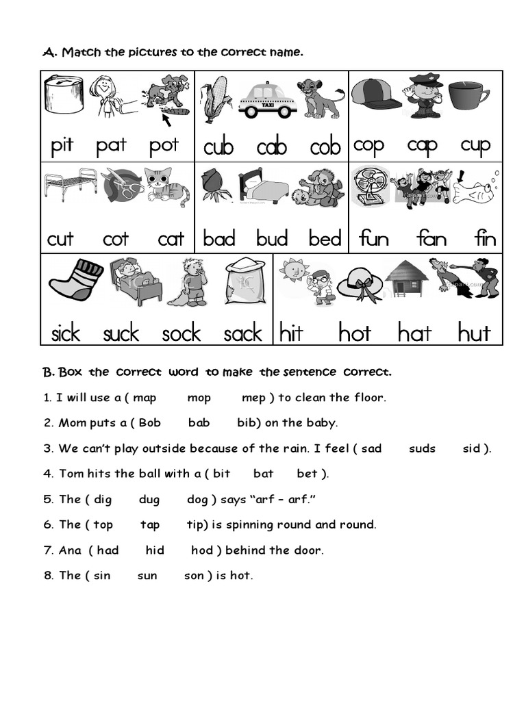 CVC A, I, O, U Worksheets | PDF | Language Arts & Discipline | Art