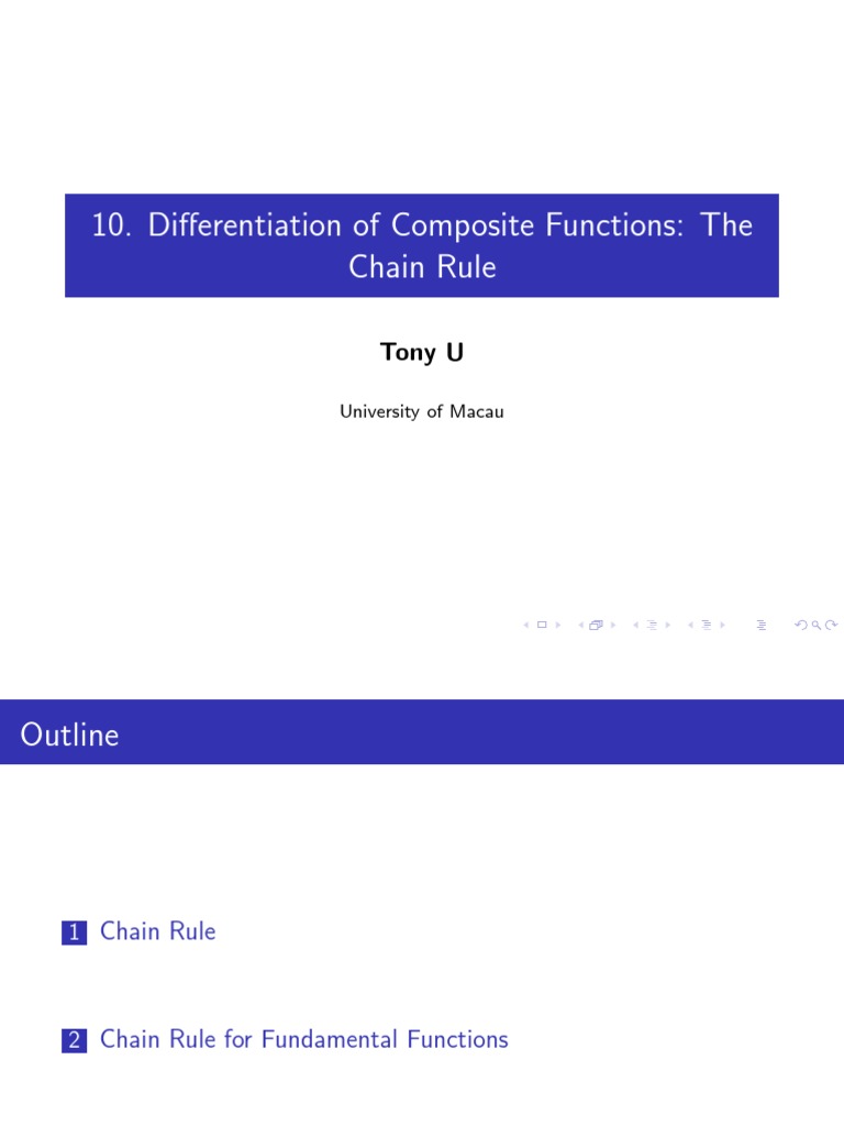 Differentiation of Composite Functions: The Chain Rule: Tony U | PDF ...