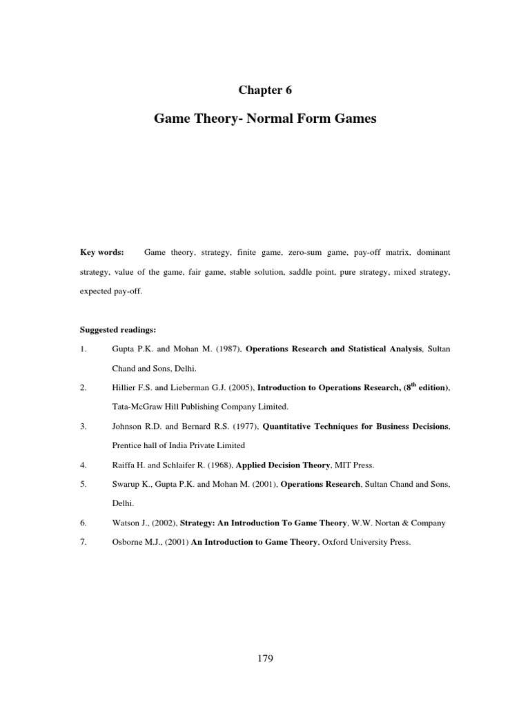 Game Theory-Normal Form Games: Key Words | PDF | Mathematical Analysis ...