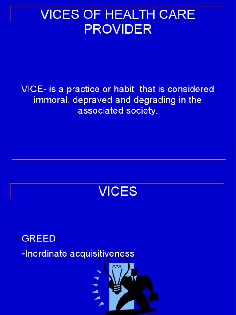 Vices of Health Care Provider | PDF