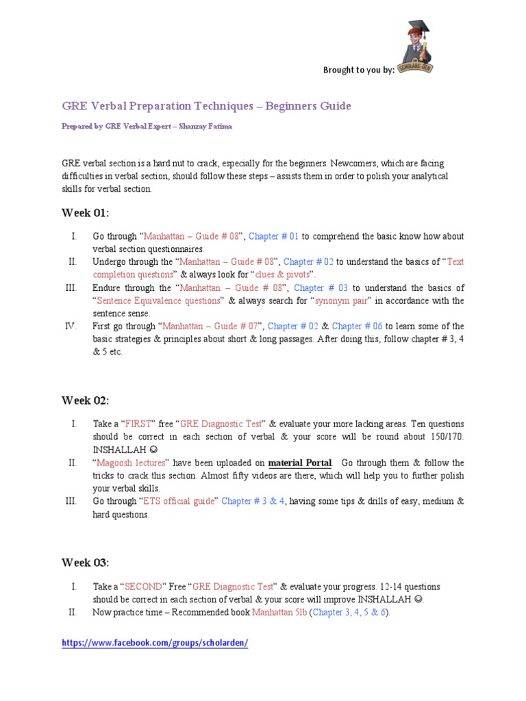 GRE Verbal Prep: Beginner's Guide | PDF | Graduate Record Examinations ...