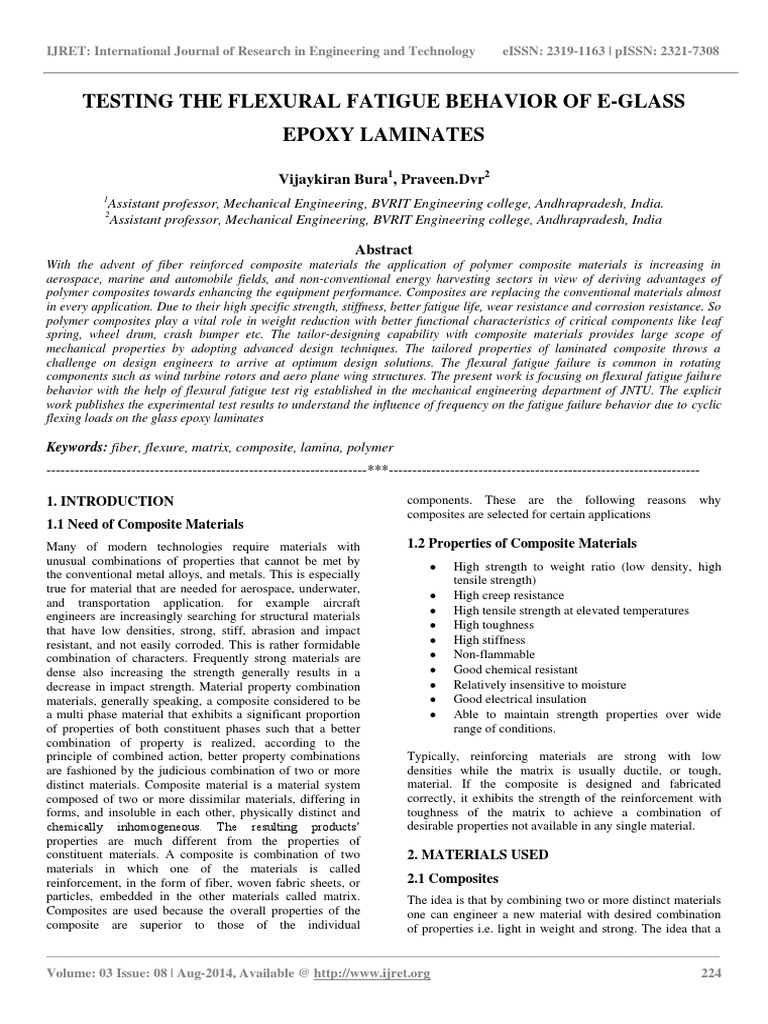 Flexural Fatigue in E-Glass Epoxy Laminates | PDF | Composite Material ...