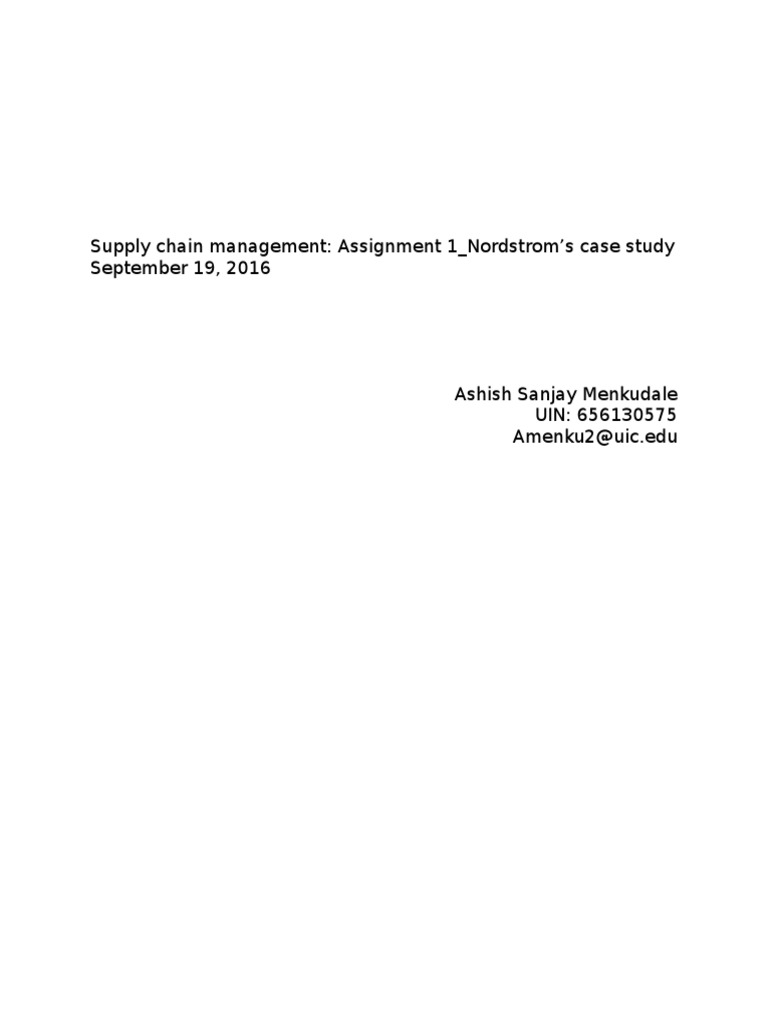 Supply Chain Management: Assignment 1 - Nordstrom's Case Study ...
