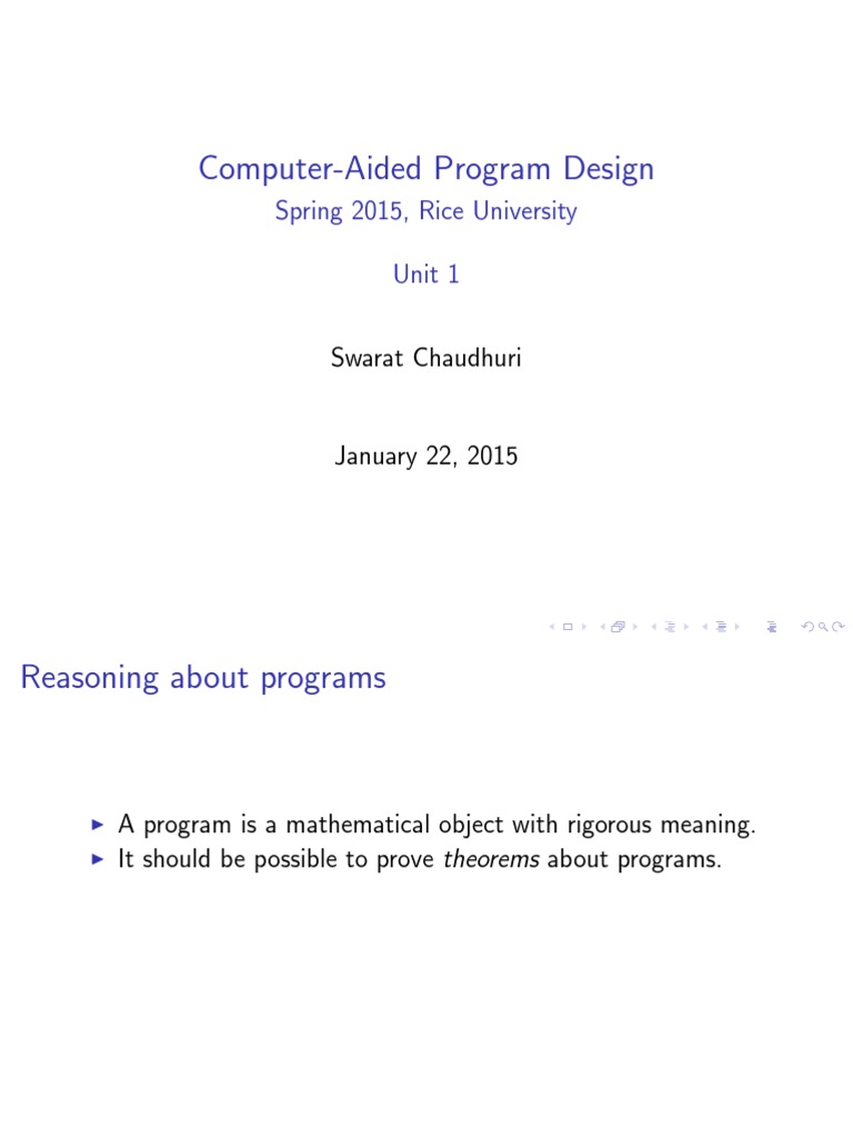 Computer-Aided Program Design: Spring 2015, Rice University Unit 1 ...
