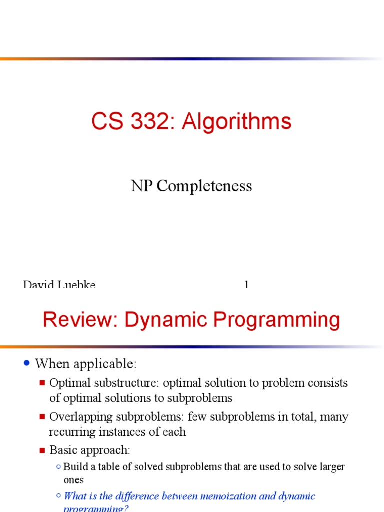 Lecture 35 | PDF | Time Complexity | Dynamic Programming