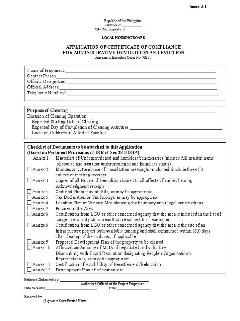 Certificate of Compliance Application | PDF | Local Government | Eviction