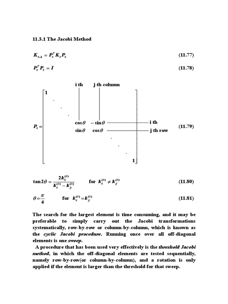 The Jacobi Method for Diagonalizing a Matrix | PDF | Linear Algebra | Physics