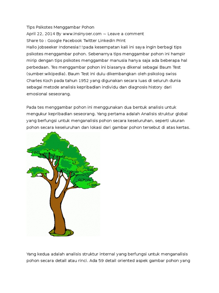 Tips Psikotes Menggambar Pohon | PDF