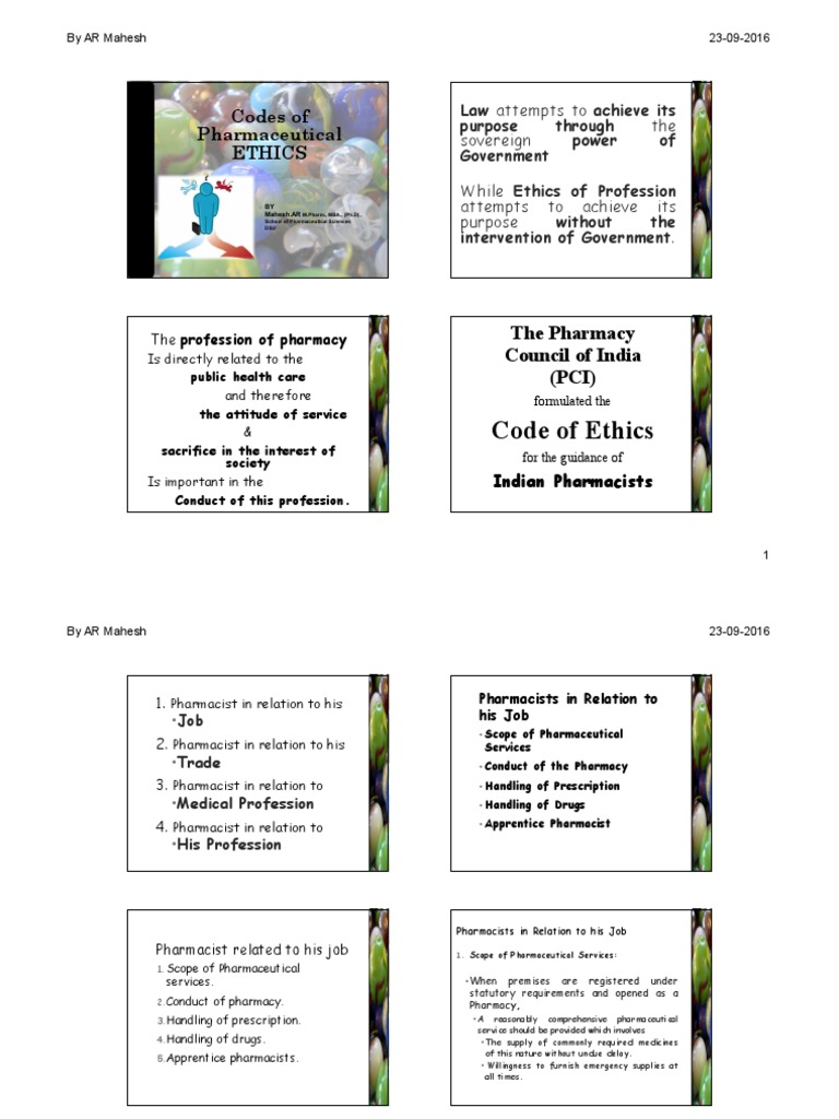 Code of Pharmaceutical Ethics | PDF | Pharmacy | Medical Prescription