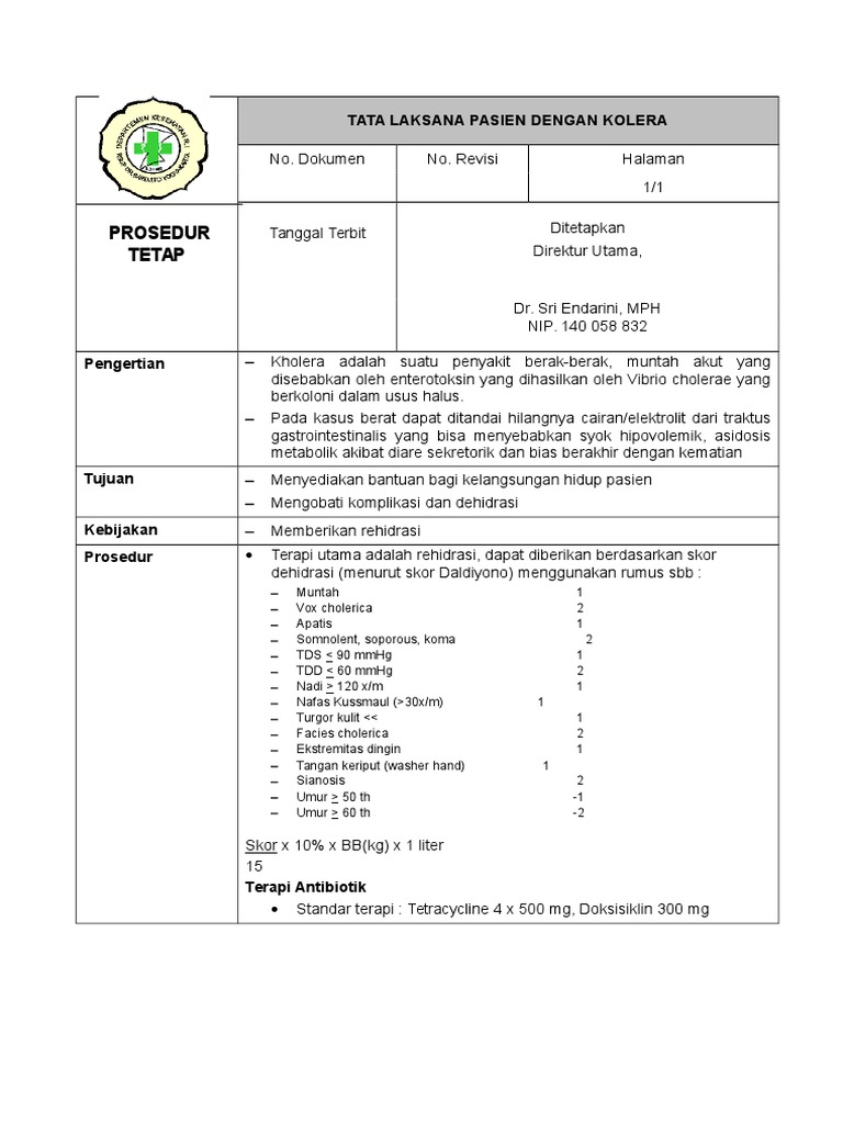 SOP Tata Laksana Pasien DG Kolera | PDF
