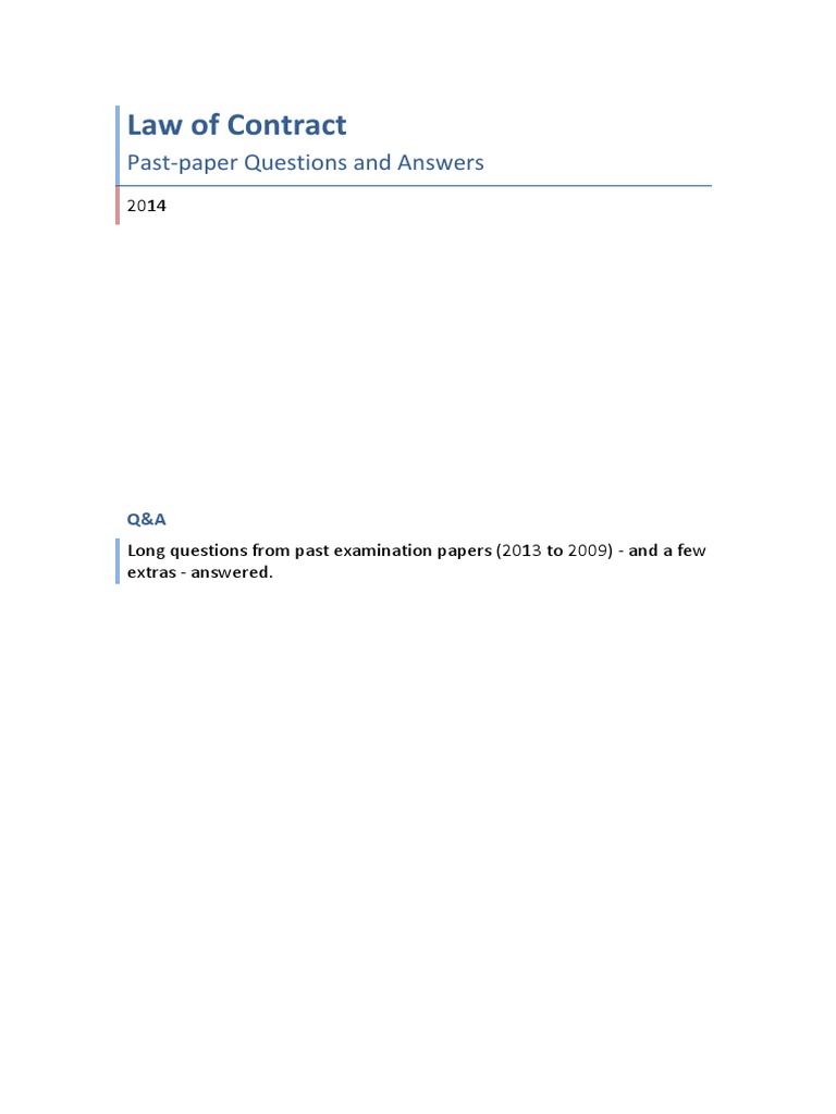 Contract Q&a 2009-2013 Updated PDF | PDF | Offer And Acceptance | Damages