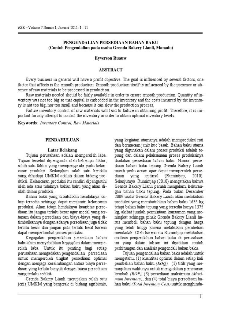 Pengendalian Persediaan Bahan Baku PDF | PDF