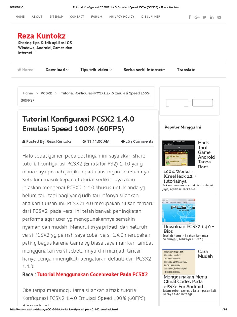 Tutorial Konfigurasi PCSX2 1.4 | PDF | Game & Aktivitas | Komputer