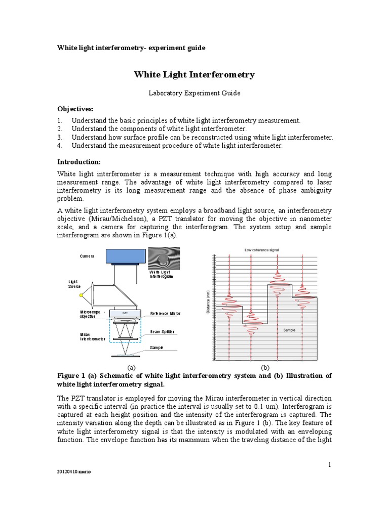 White Light Interferometry - Lab Guide | PDF | Interferometry | Optics