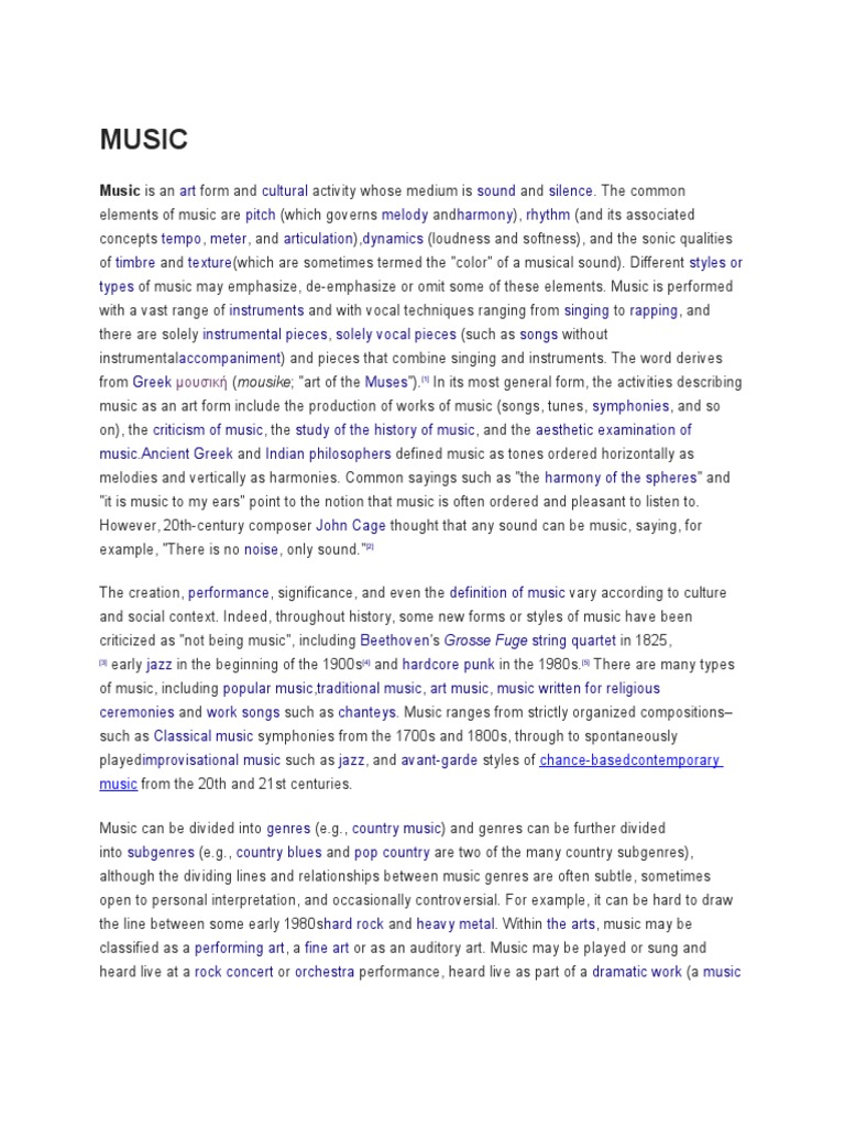 Music Is An | PDF | Musical Compositions | Performing Arts