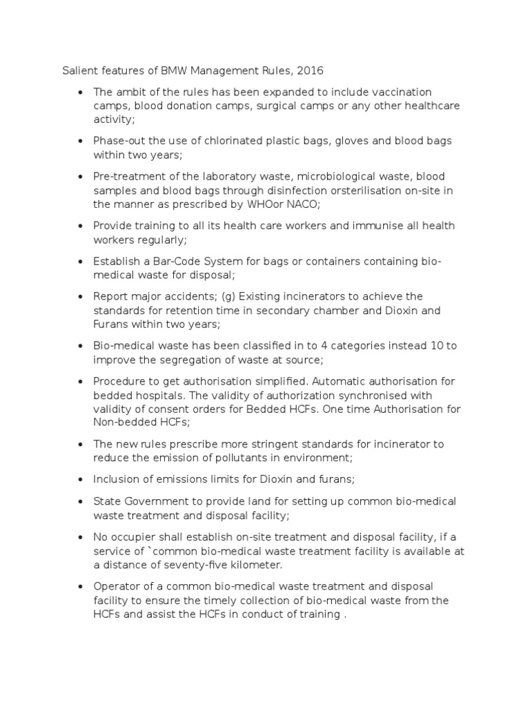Salient Features and Key Changes of Hazardous Waste | PDF ...