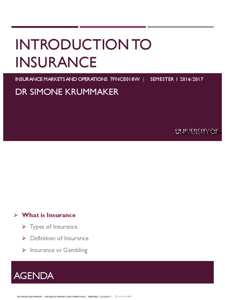 Introduction To Insurance | PDF | Reinsurance | Insurance