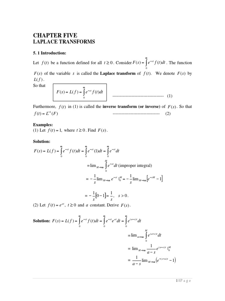 Chapter Five: Laplace Transforms | PDF | Laplace Transform | Convolution