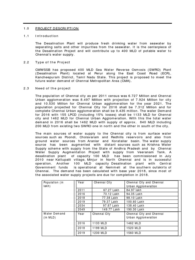 Chennai Desalination Plant | PDF | Science & Mathematics