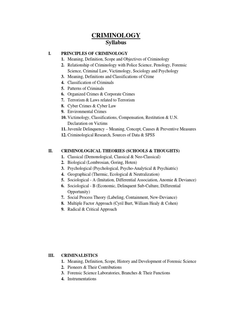 Syllabus | PDF | Criminology | Forensic Science