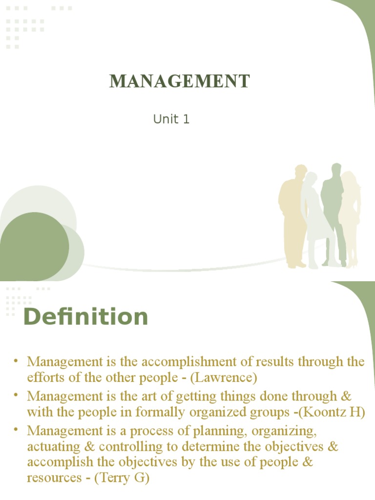 Management: Unit 1 | PDF | System | Profession