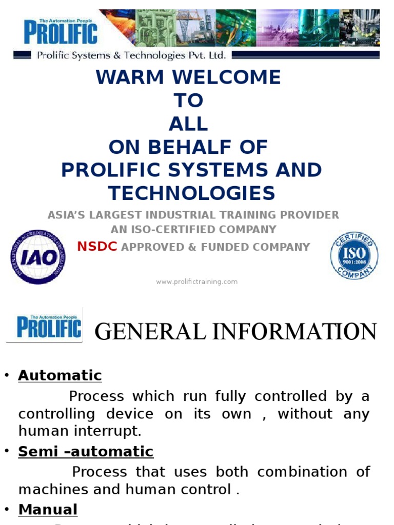 Warm Welcome TO ALL On Behalf of Prolific Systems and Technologies | PDF | Programmable Logic ...
