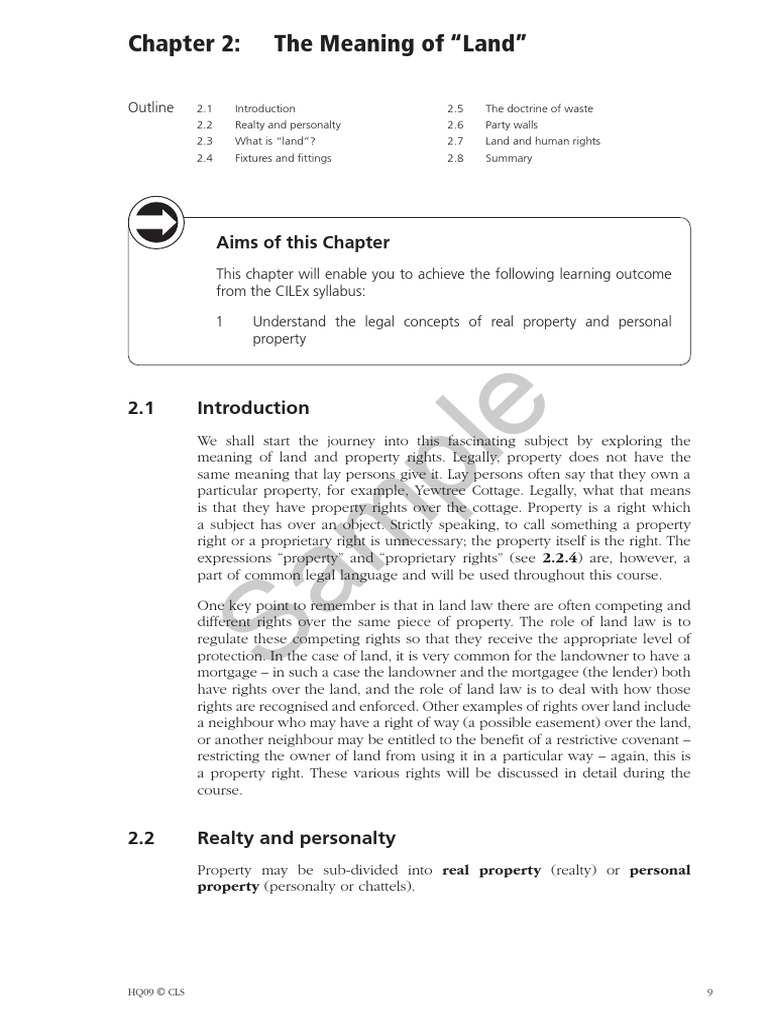 Sample: Chapter 2: The Meaning of "Land" | Download Free PDF | Property ...