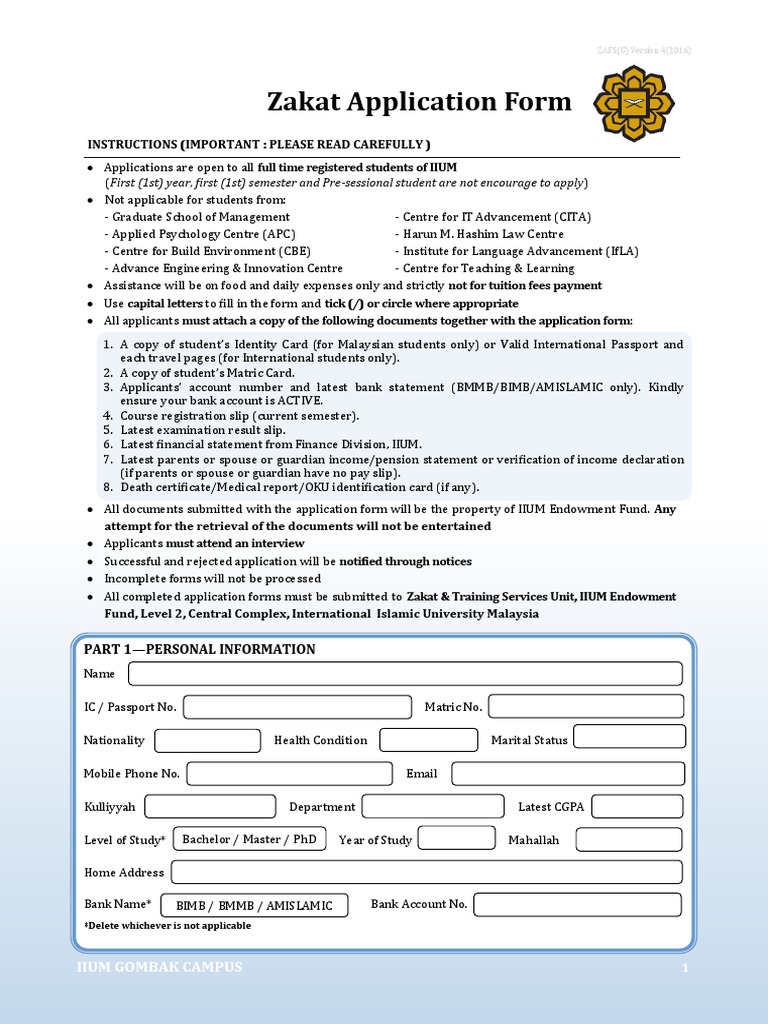 Updated Zakat Application Form Gombak Version 2a | PDF | Identity Document | Family