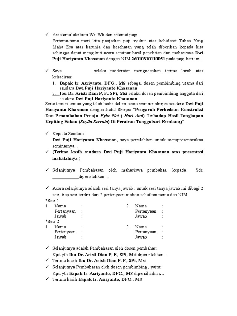 Sambutan Moderator | PDF
