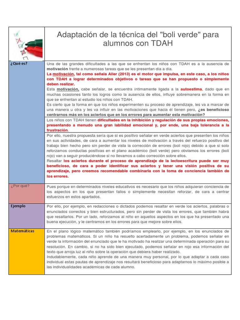 Boli Verde | PDF | Desorden hiperactivo y deficit de atencion | Motivación