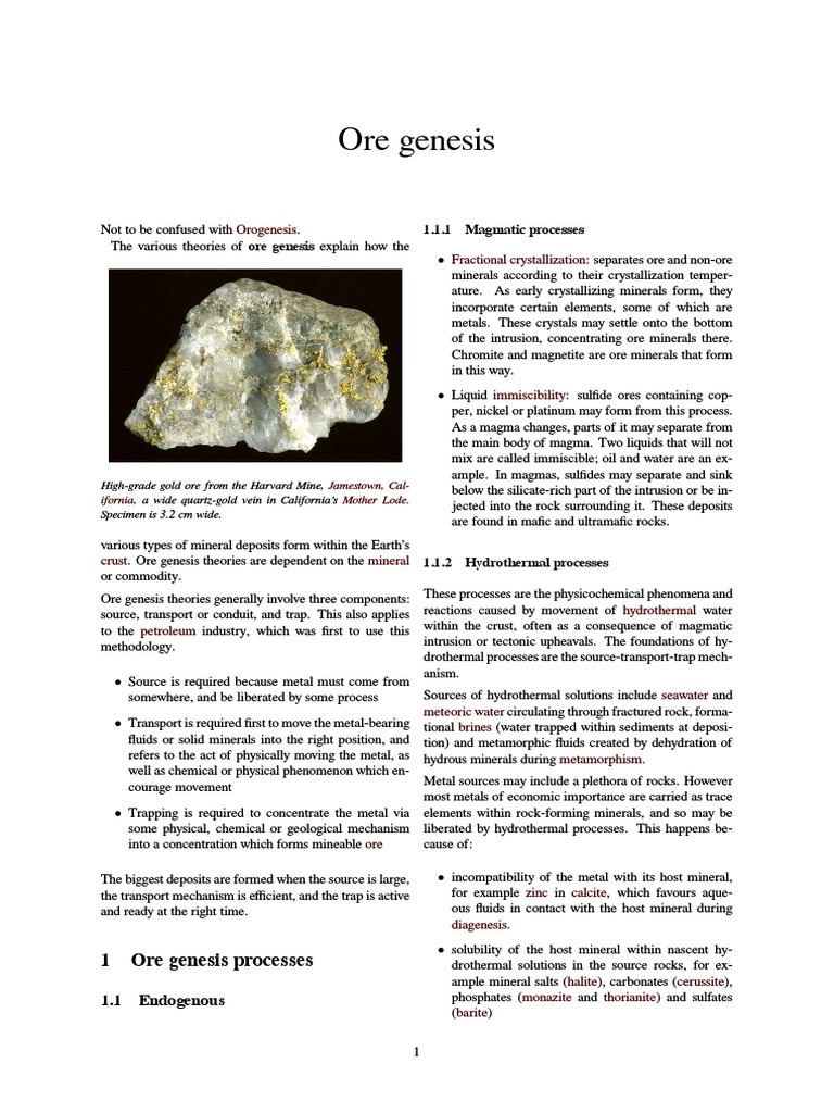 Ore Genesis Wikipedia | PDF | Rock (Geology) | Crystalline Solids