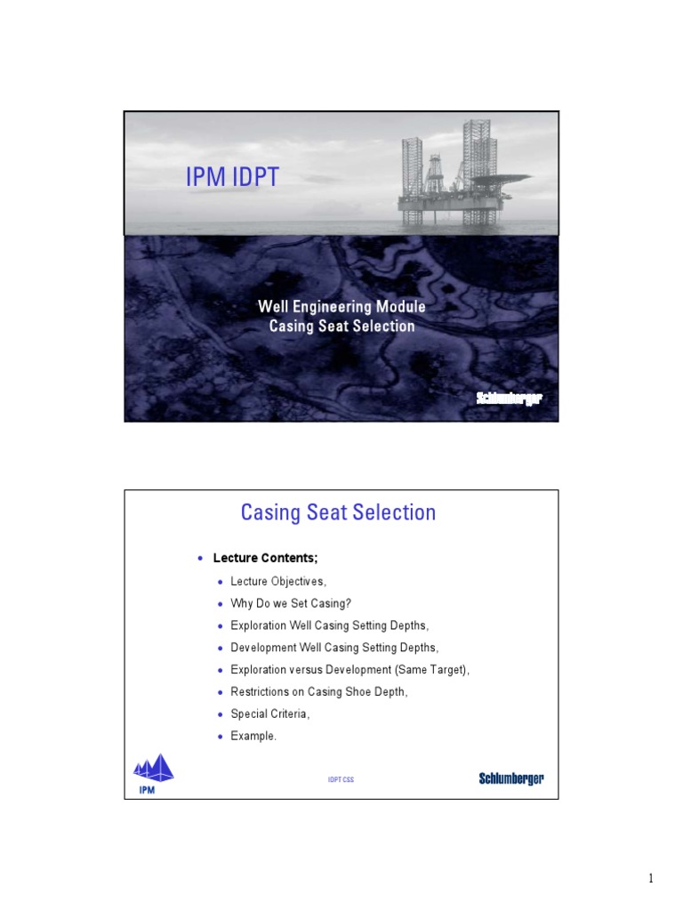IDPT - 10 - Casing Seat Selection | PDF | Casing (Borehole) | Oil Well