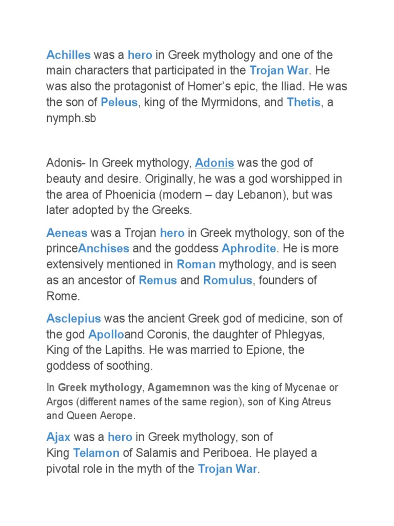 Achilles Hero Trojan War Peleus Thetis: Greek Mythology Agamemnon ...