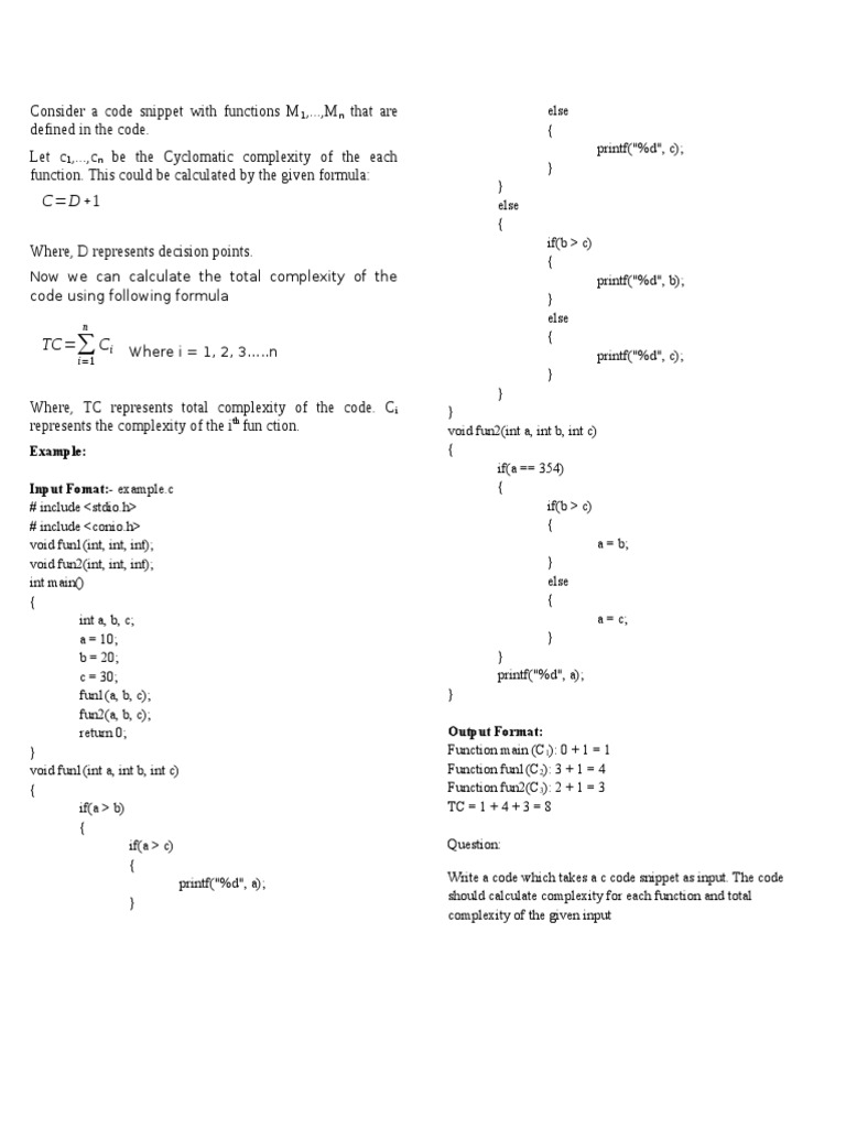 Calculate complexity of code functions | PDF