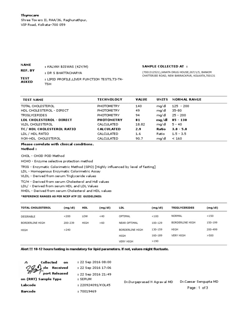 Reference Ranges As Per Ncep Atp Iii Guidelines:: Page: 1 of 3 | PDF