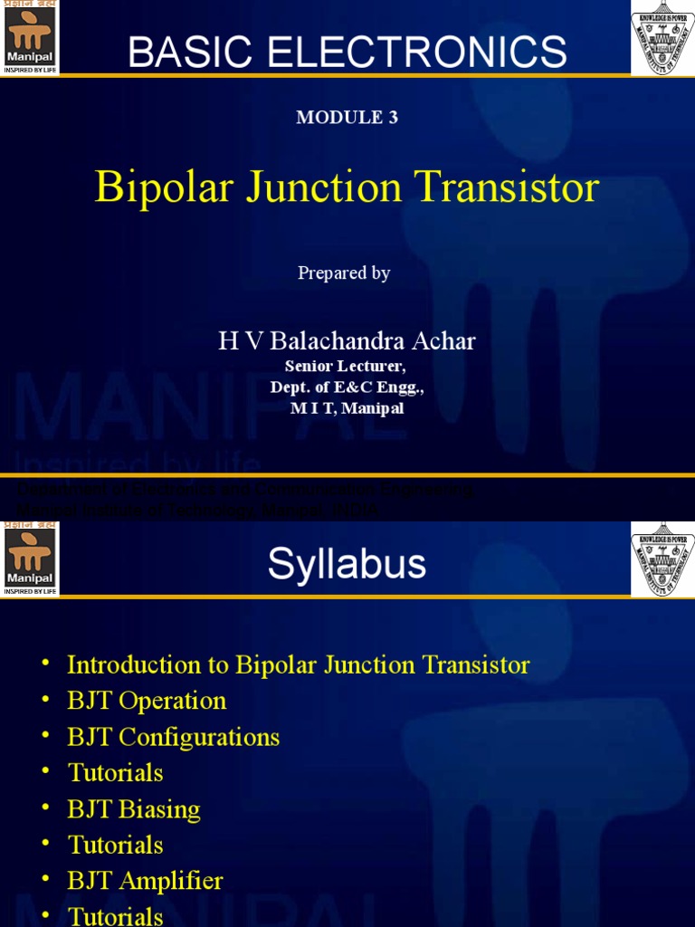 Basic Electronics: Bipolar Junction Transistor | PDF | Bipolar Junction ...