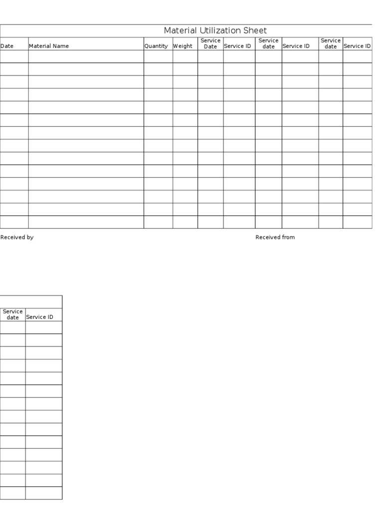 Material Utilization Sheet | PDF