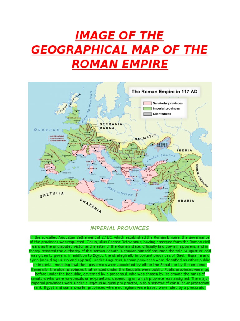 Image Of The Geographical Map Of The Roman Empire: Imperial Provinces ...