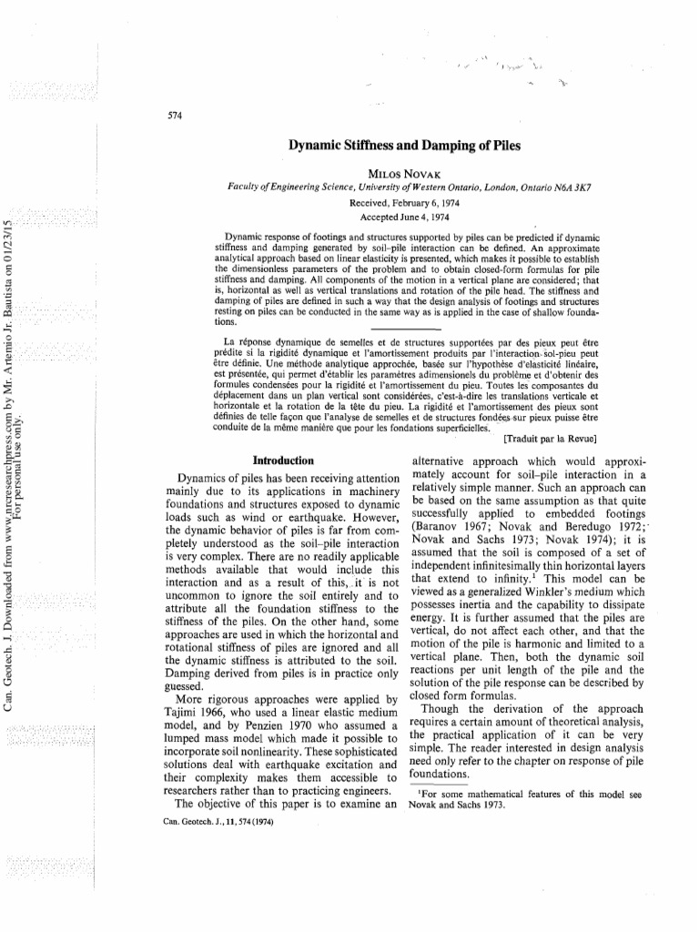 Dynamic Stiffness and Damping of Piles | PDF | Resonance | Normal Mode